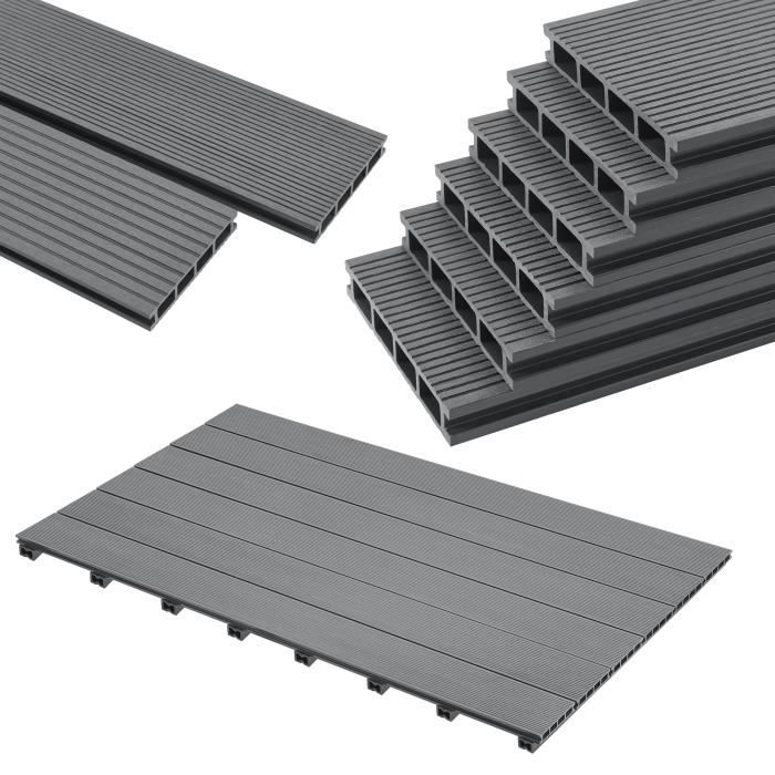 Set de 138 dalles de jardin Deilingen 46 m² en bois composite WPC gris clair [neu.holz ...