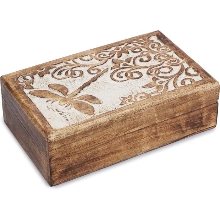 Boîte Décorative, En Bois, Faite À La Main, Motif De Reptiles, En Blanc ...