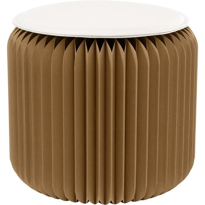 Tabouret Pliable - Assise En Simili Cuir - En Carton Recyclable (Marron ...