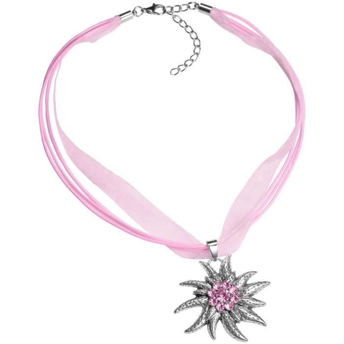 Collier Bijou Traditionnel Edelweiss pour Femmes - rose - Achat / Vente ...