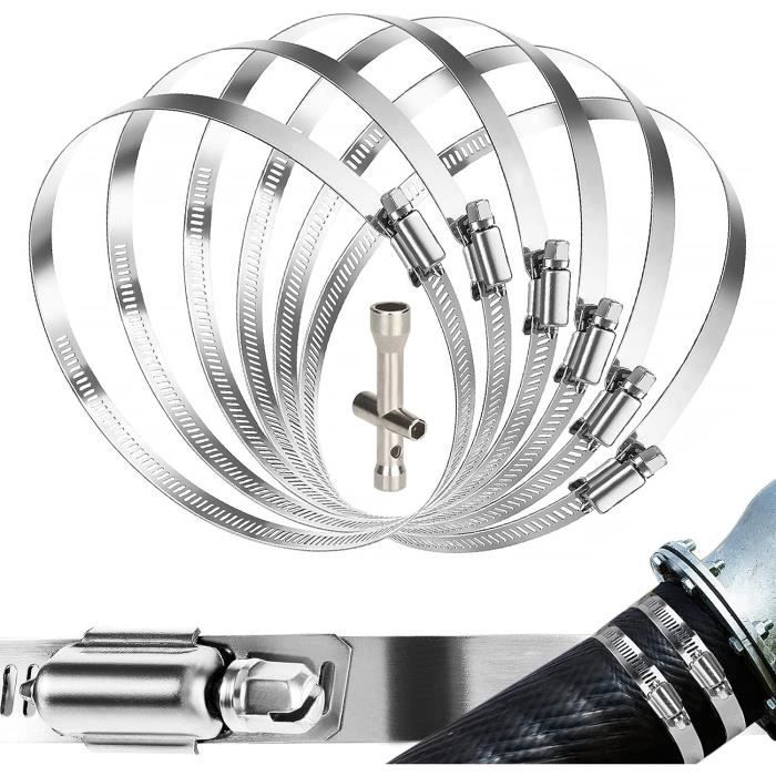6 Pièces De Colliers De Serrage Métalliques, Colliers De Serrage En Acier Inoxydable 304 ...