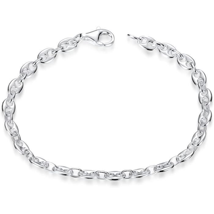 Materia Sa-116 Bracelet Plat En Argent 925 Pour Femme Grains De Café 17 ...
