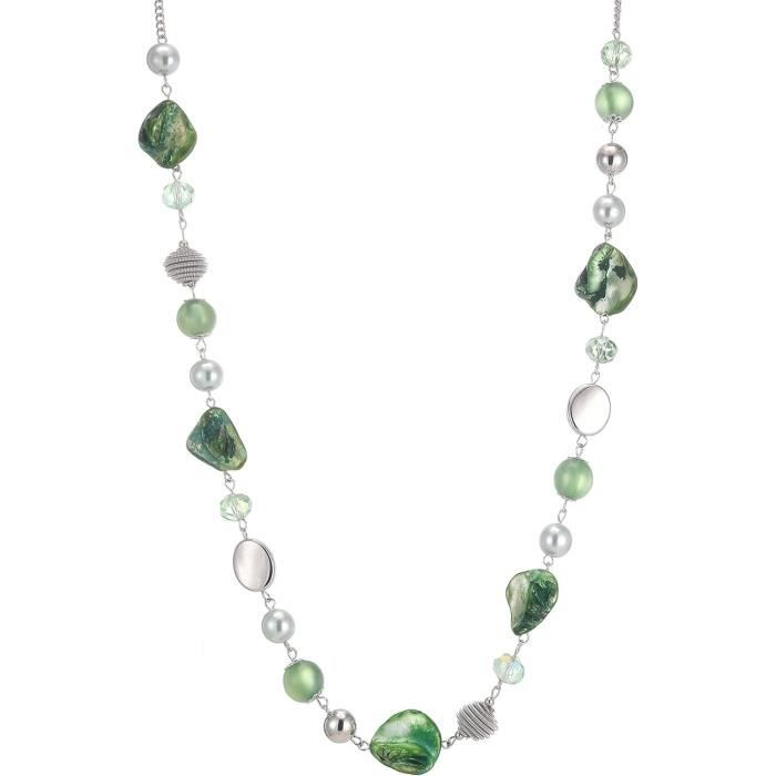Long Collier de Perles en Pierre pour Femmes Collier de Chaîne en ...
