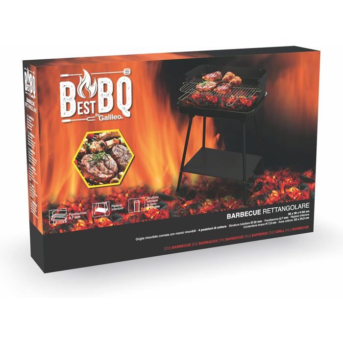 Soriani Barbecue à charbon de bois rectangulaire 58 x 38 cm Sun-Day ...