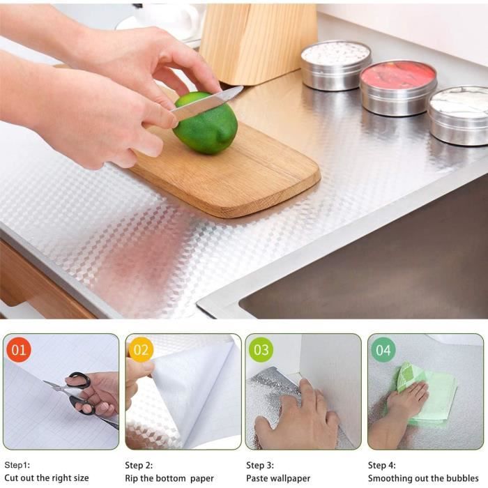 Papier Peint Adhésif Cuisine Aluminium De 40Cm*5M Résistant À L‘Huile ...