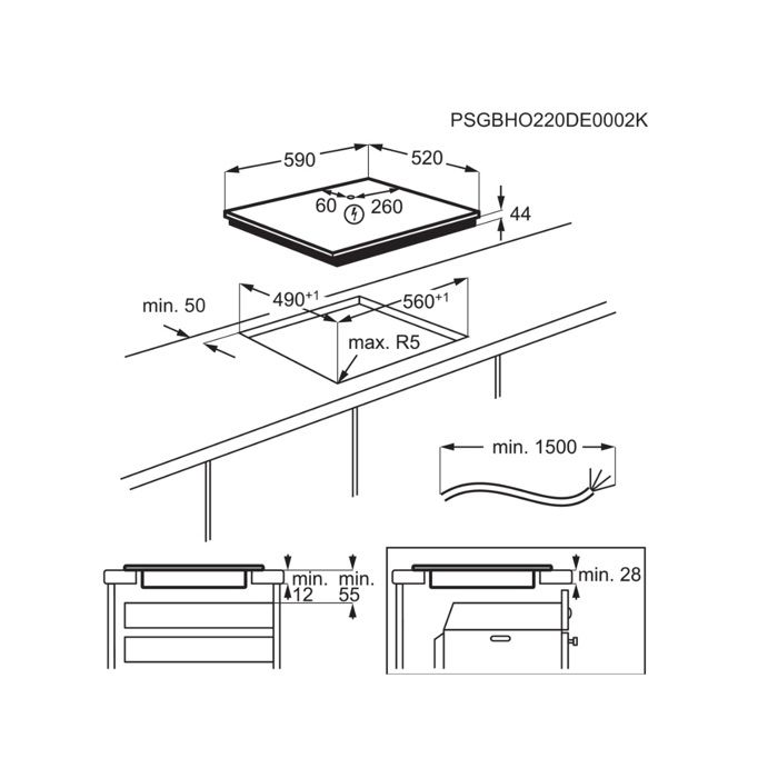 Electrolux La table de cuisson à induction 59cm 3 feux 7350w ...