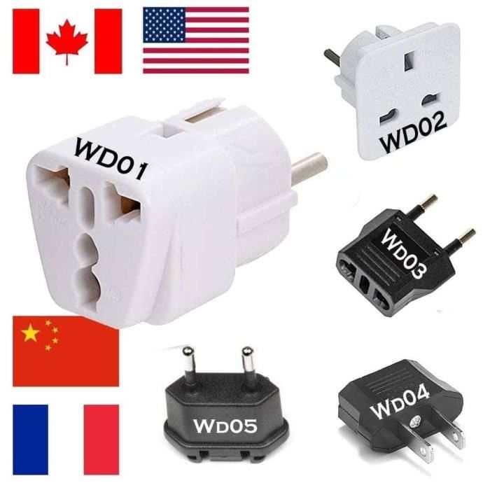 Adaptateur secteur de voyage WD04 France Europe vers Chine ou USA