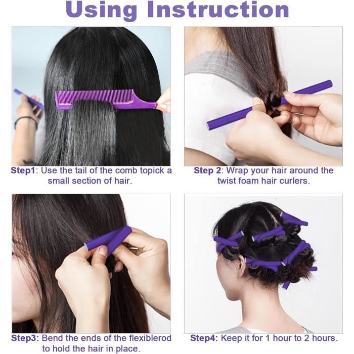 40 Pièces Bigoudis Flexibles (24Cm X 1.2Cm) Bigoudis Curleur Cheveux ...