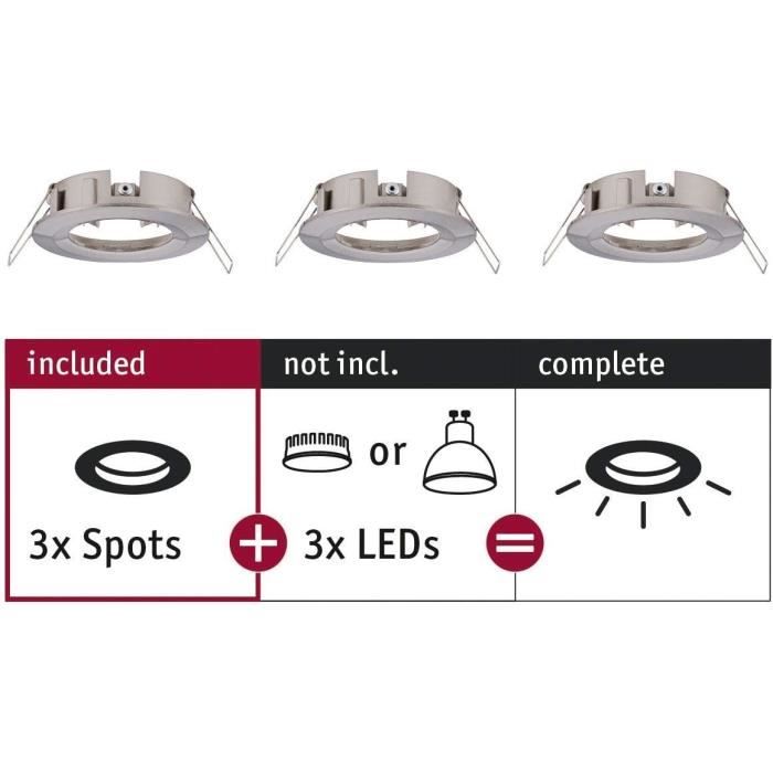 92479 Led Choose Fixe Max. 3X10 Watts Spot Plafond Acier Brossé Lampe ...