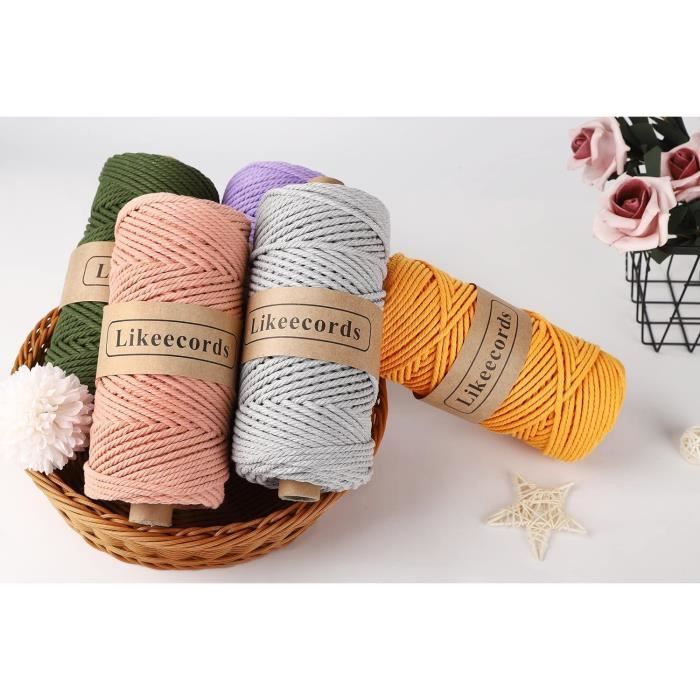 Corde Macramé 4mm*100m,Fil macramé Naturel Coton Cordon pour Hanging ...