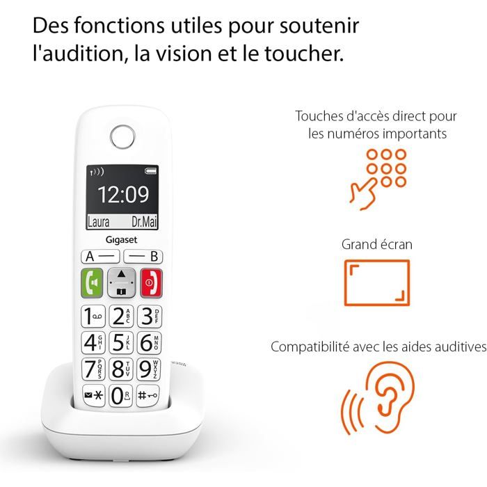 Téléphone Fixe sans Fil - ETHNICS ORIGINS -E290 Duo - Téléphone Fixe ...