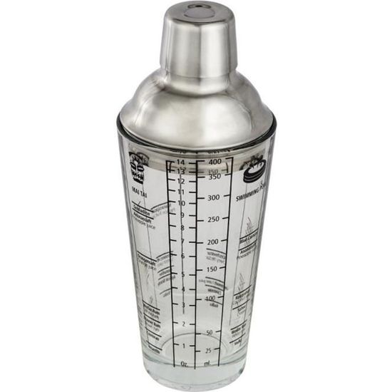 Shaker à Cocktail - Xavax - Verre avec embout inox - 400 ml - Doseur 4 ...