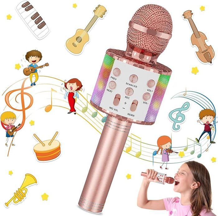 Microphone sans Fil Karaok Micro Karaoke Enfant avec Lumires LED de Danse Micro Karaok Bluetooth ...