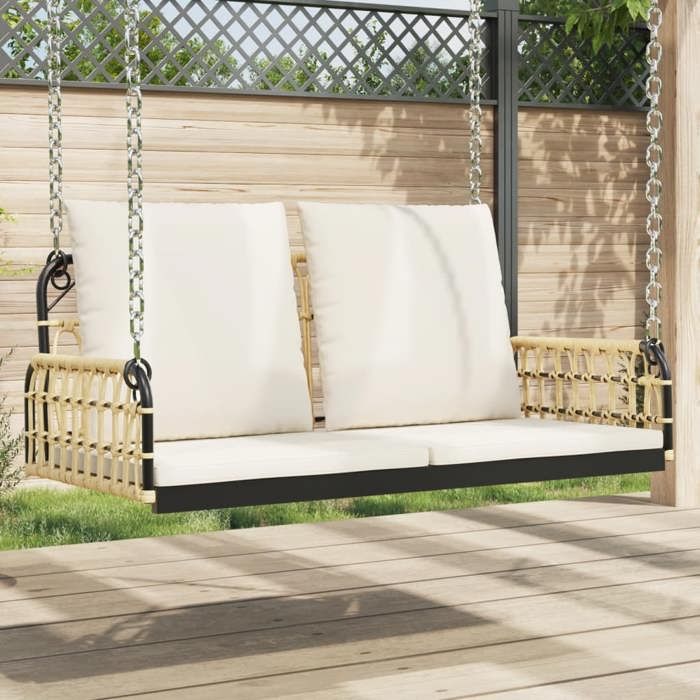 VidaXL Balancelle avec coussins 105x58x38 cm résine tressée et acier ...