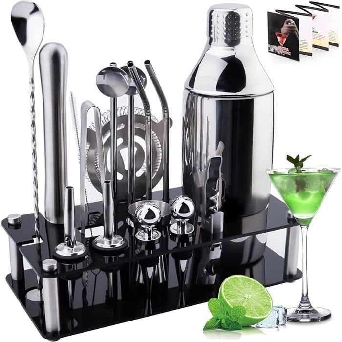 18 Pièces Shaker Cocktail Kit Barman, Professionnel, en Acier ...