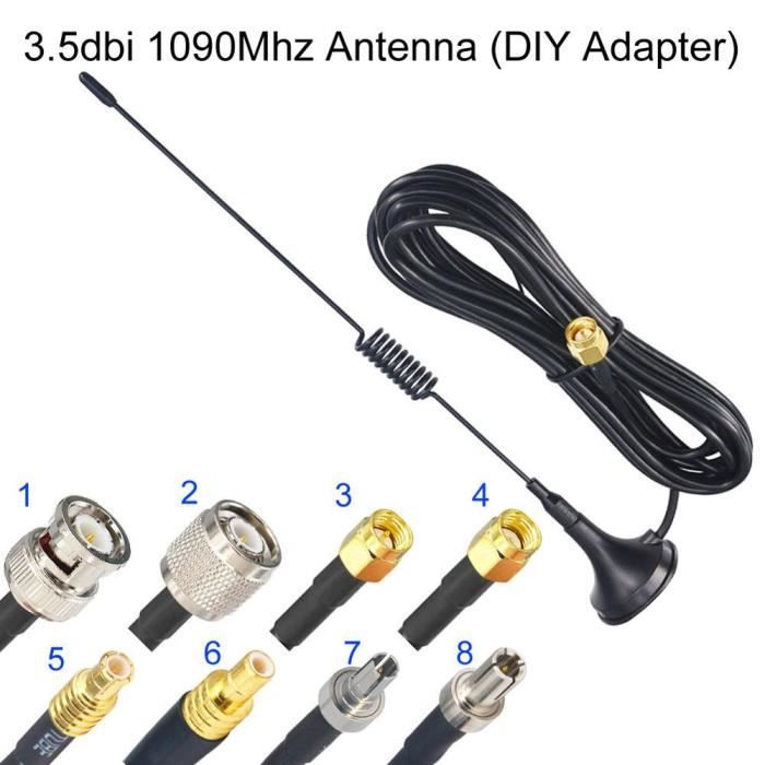 2 TNC Mâle-3.5DBi Gains ADS-B 1090Mhz Antenne DIY Adaptateur SMA TS9 ...