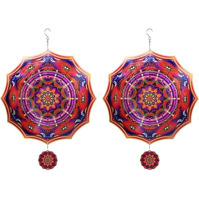 2 Pièces 3D Wind Spinner Cinétique Métal Art Suspendu Vent Spinner ...