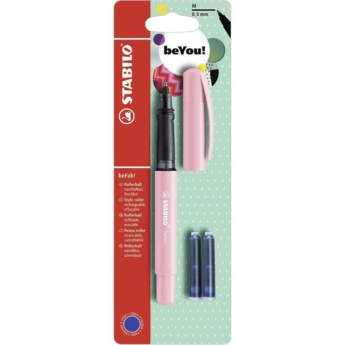 Stabilo beFab! Stylo roller avec 3 cartouches Rose pastel[343 ...
