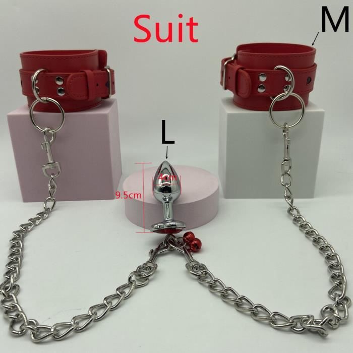 Menottes de Bondage d'esclave en cuir réglables avec prise de perle ...