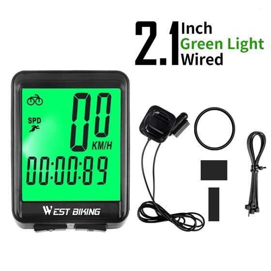 Compteur de vélo - WEST BIKING - Green Light Wired - Étanche ...
