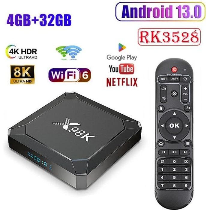 Android TV Box,Boitier iptv 4Go+32Go RK3528 Quad-Core Support 8k HD 3D ...