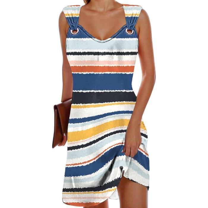 Robe Tunique Élégant Plage Soirée Fête Imprimé - Jaune Jaune ...