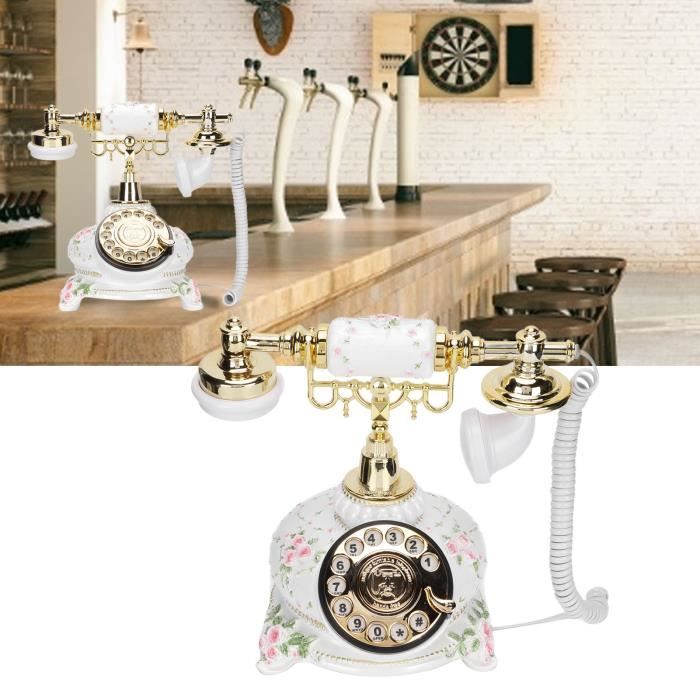 Qiilu téléphone rétro européen Téléphone Antique Rétro, Téléphone Fixe ...