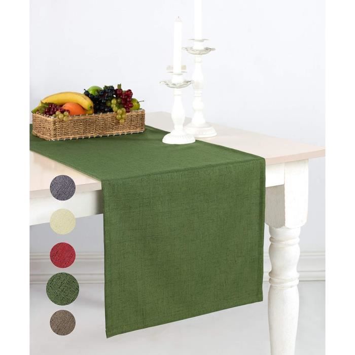 Chemin De Table - Aspect Lin - Vert Olive - 48 X 160 Cm - Lavable ...