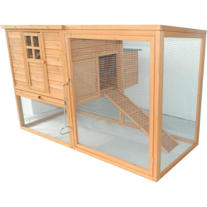 PawHut Poulailler Cottage Cage à Poules sur Pied dim. 168L x 110l x ...