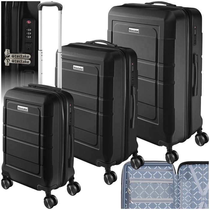 SET DE VALISES - TECTAKE - 3 pièces rigides BRICE avec serrure à code ...