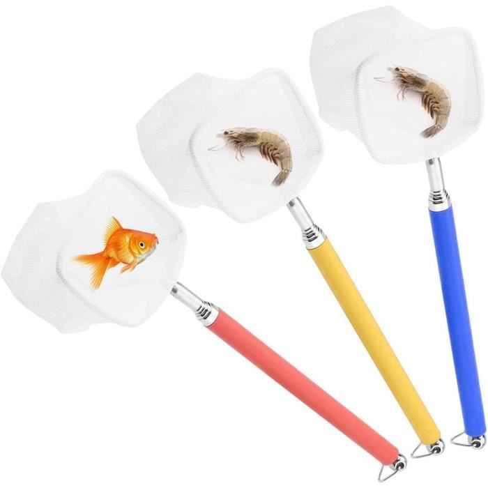 3 Pièces Epuisette De Pêche Aux Crevettes Pliable Téléscopique Mini ...