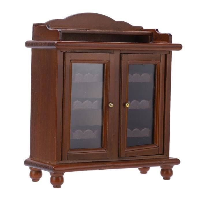 Zerodis Armoire de maison de poupée en bois Meuble de maison de poupée en bois classique élégant ...