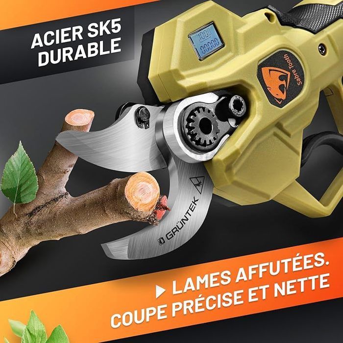 Secateur Electrique Sans Fil Professionnel 30 mm, Secateur de Jardin ...