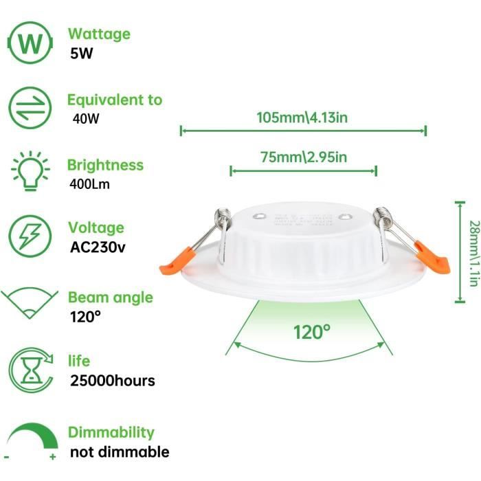 Spot LED Encastrable,Extra Plat,Spot Encastré Led Intérieur Plafond ...