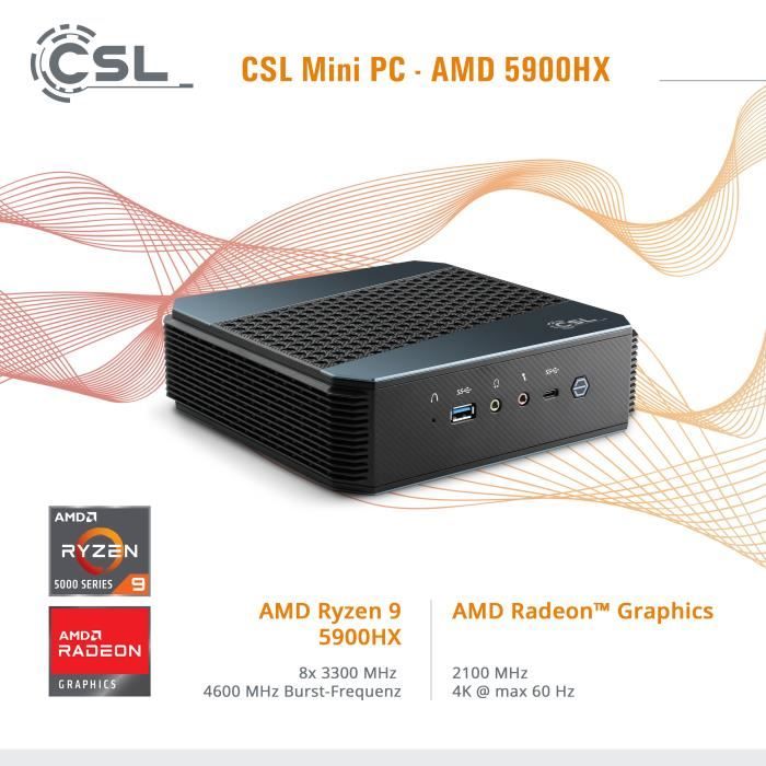 Mini-PC CSL AMD 5900HX - 32GB - 2000 GB M.2 SSD - Windows 11 Pro ...