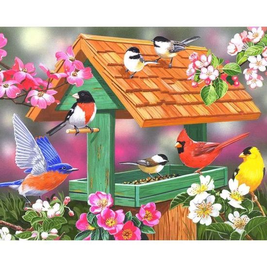 Diamond Painting Diy Cabane Aux Oiseaux Broderie Diamant 100% Strass ...