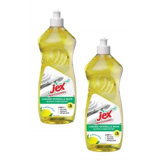 JEX Professionnel Lot de 2 Flacons 1 Litre de Liquide vaisselle doux pour les mains parfum ...