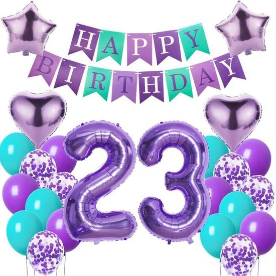 Ballons 23 Ans Anniversaire Femme 23 Decoration Violet Anniversaire 23 ...