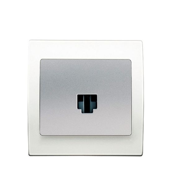 Prise Informatique RJ45 Silver Delta Iris + Plaque basic Blanc ...