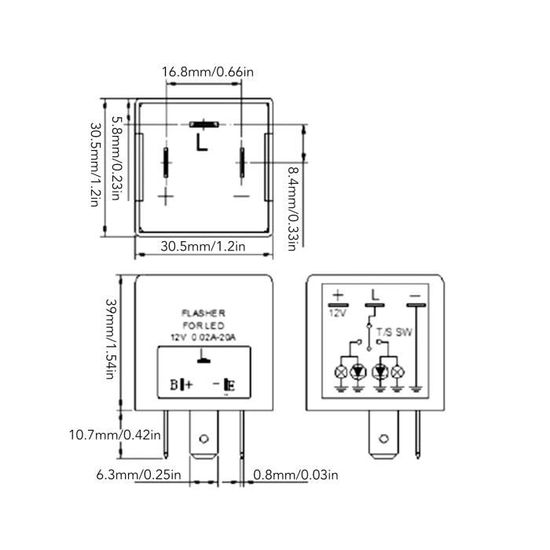 Relais de clignotant LED réglable Relais de clignotant LED de voiture réglable à 3 broches ...