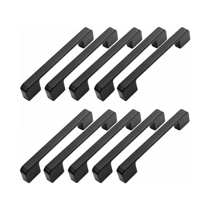 Lot de 10 poignes de meuble noires entraxe 128 mm pour cuisine et ...