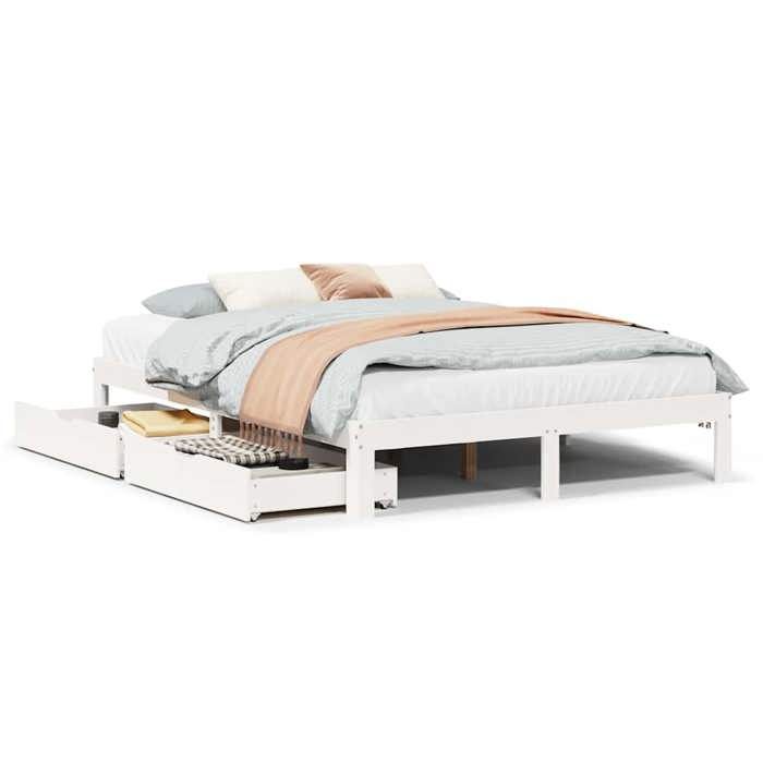 Lit Double Contemporain | Cadre de lit avec tiroirs |sans matelas ...