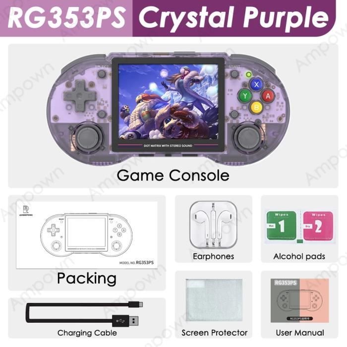 256G(35K Games) - Cristal violet - Console de jeu vidéo rétro RG353PS ...