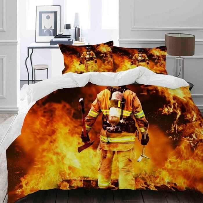 Housse de Couette,Pompiers Pompier,1 Housse de Couette + 2 Taies d ...