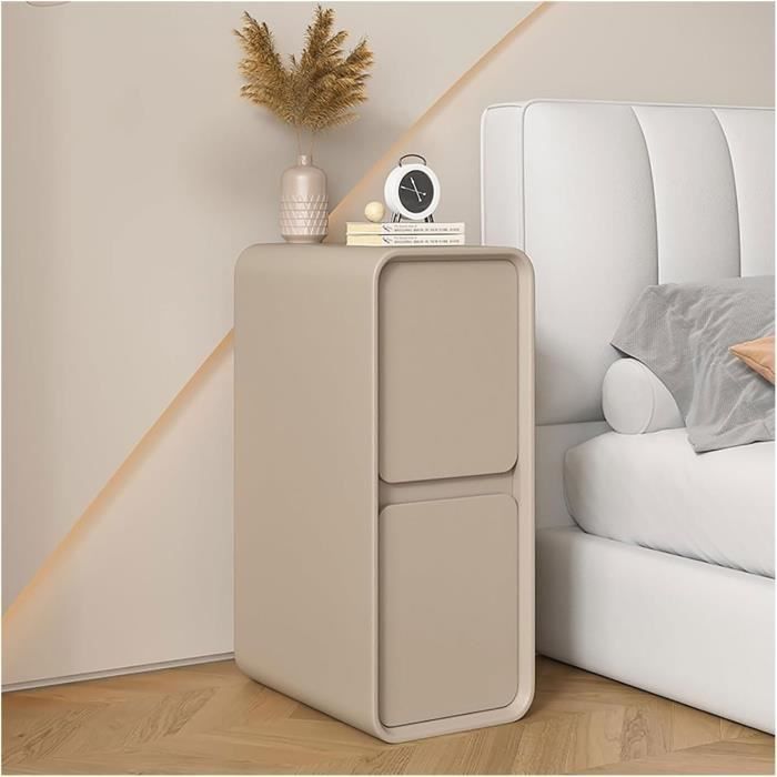 Table de chevet étroite avec tiroir de rangement moderne en bois massif ...