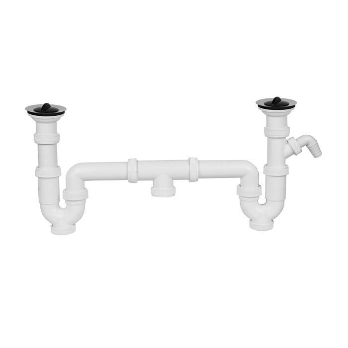 Aqualy Siphon double évier avec prise et bondes - Cdiscount Bricolage