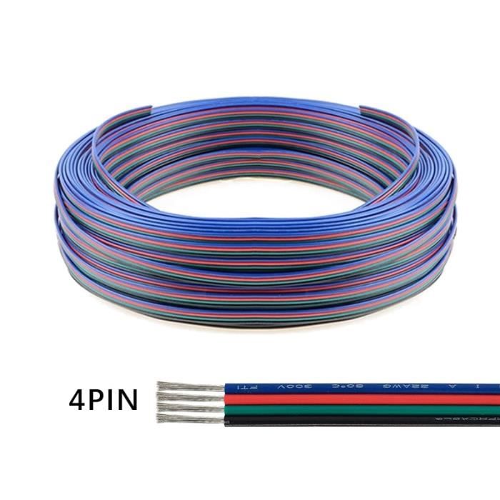 Câble-fil,Fil électrique 22 AWG, câble de connecteur de bande LED pour ...