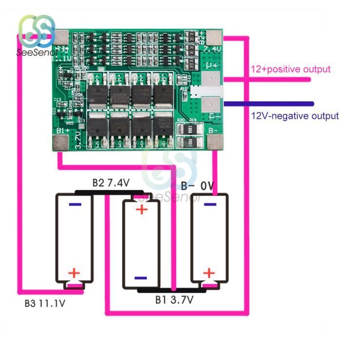 BMS 3S 12V 40A équilibreur PCM 18650, carte de protection de batterie au lithium, chargeur ion ...
