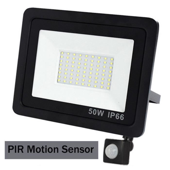 Projecteur LED imperméable avec détecteur de mouvement IRP - 50W - Blanc - Cdiscount Maison