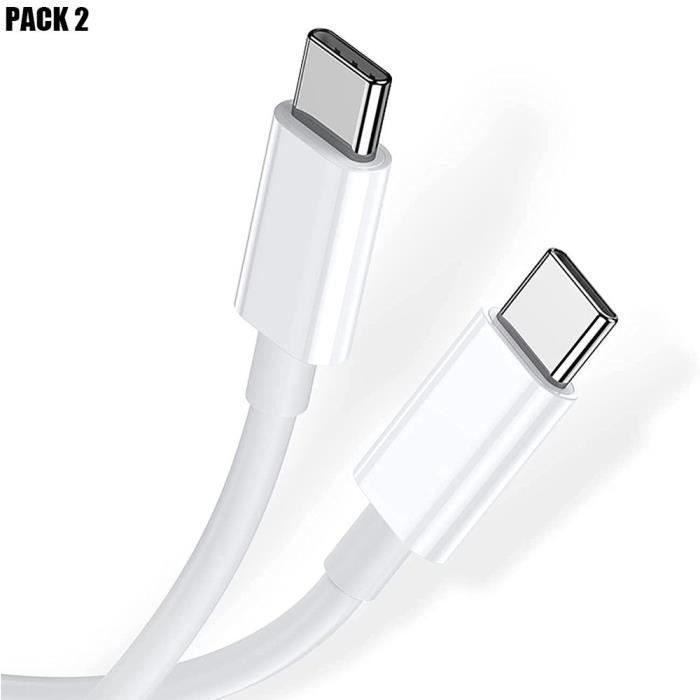 Lot de 2 câbles USB-C vers USB-C 1M pour Xiaomi Redmi 10C, et 10 - Blanc - Cdiscount Téléphonie
